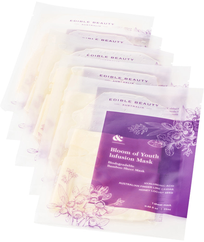 Edible Beauty Australia & Bloom of Youth Infusion Sheet Mask x 5 Pack ...