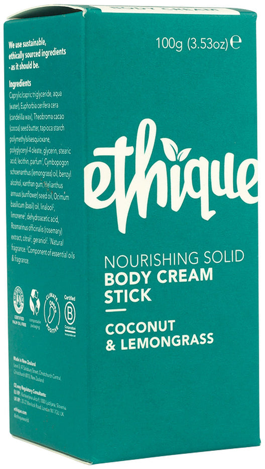 Ethique Body Cream Stick Nourishing Solid Coconut & Lemongrass 100g ...