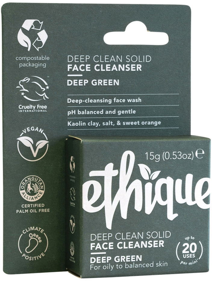 Ethique Bar Face Cleanser Deep Clean Solid Deep Green (For Oily To Bal ...