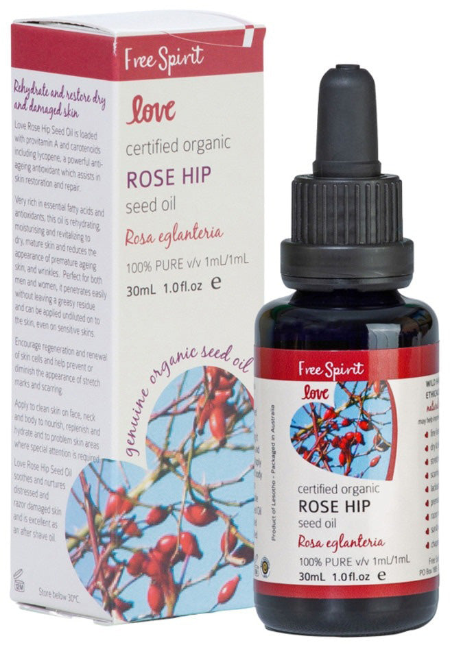 Byron Bay (Free Spirit) Love Oils Organic Rose Hip Seed Oil 30ml ...
