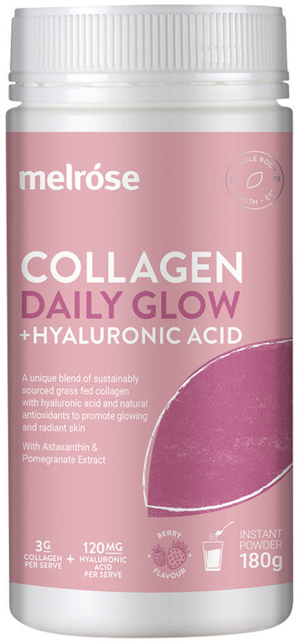 Melrose Collagen Daily Glow + Hyaluronic Acid Berry Flavour Instant Po ...