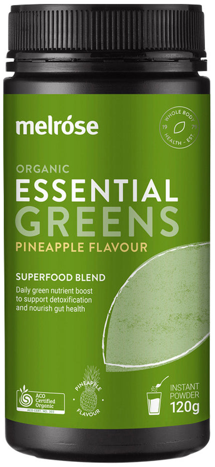 Melrose Organic Essential Greens Pineapple Powder 120g – Health Co
