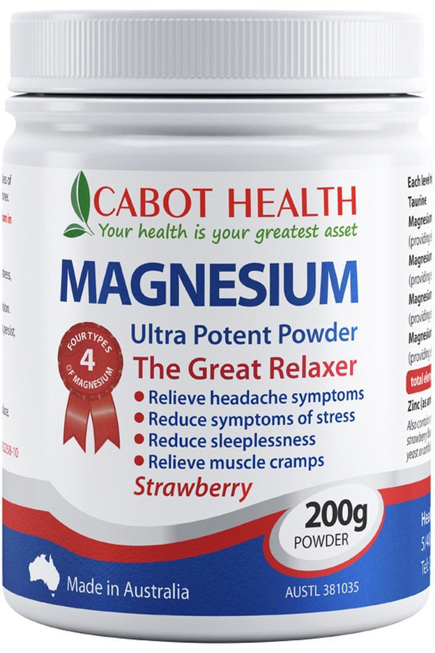 Cabot Health Magnesium Ultra Potent Strawberry Powder 200g – Health Co