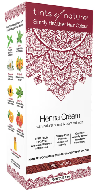 Tints of Nature Henna Cream (Semi-Permanent Hair Colour) Red 70ml ...
