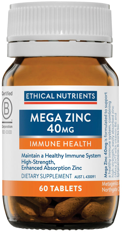 Ethical Nutrients Mega Zinc 40Mg Tablets – Health Co