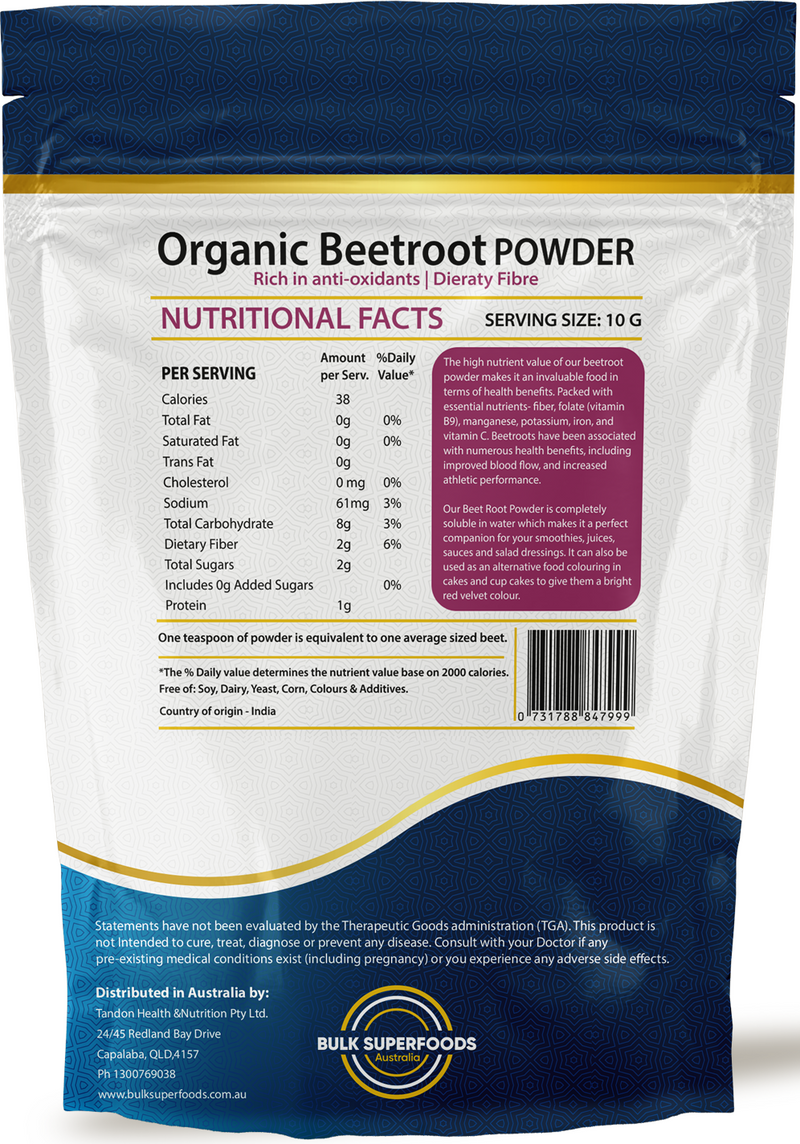 Organic Beetroot Powder 1Kg by Bulk Superfoods – Health Co